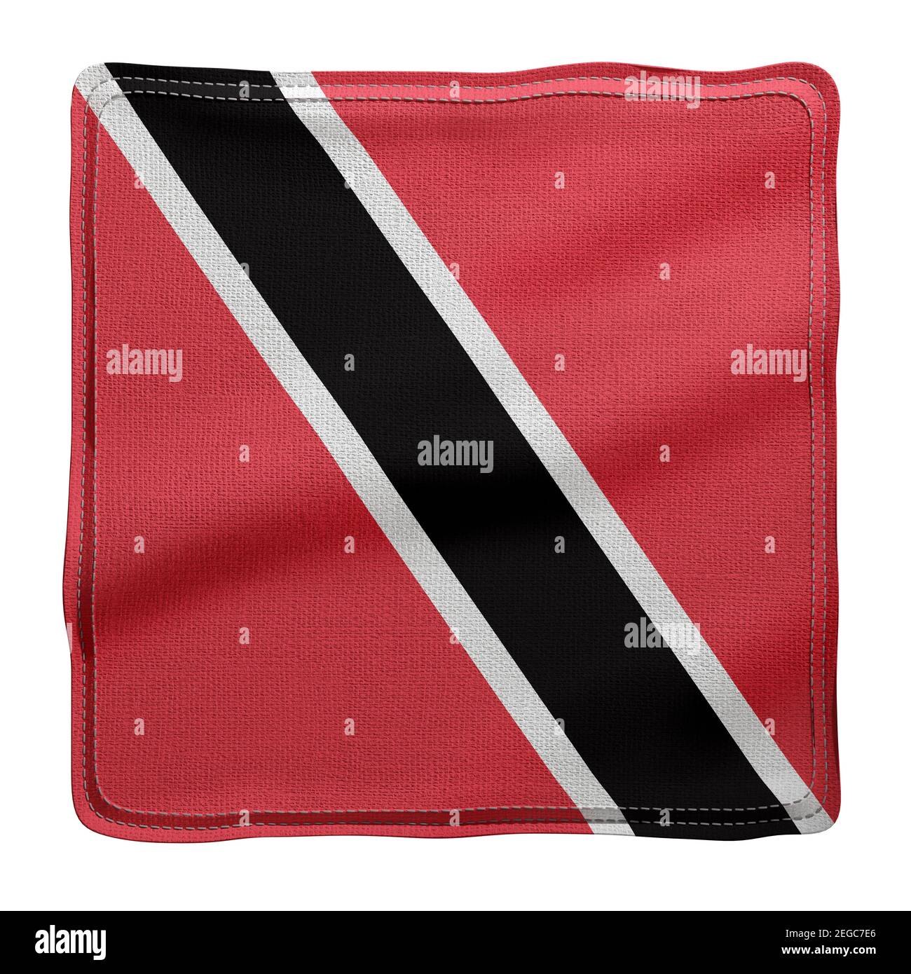 3d rendering of a national Trinidad and Tobago fabric flag isolated on white background Stock ...