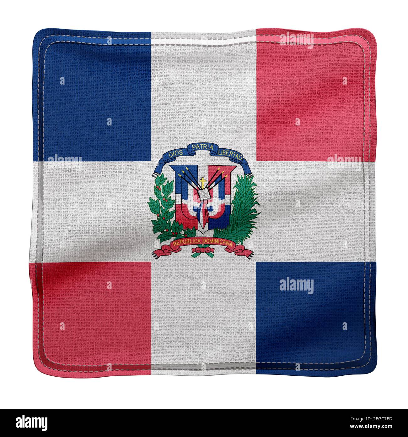 3d rendering of a national Dominican Republic fabric flag isolated on ...