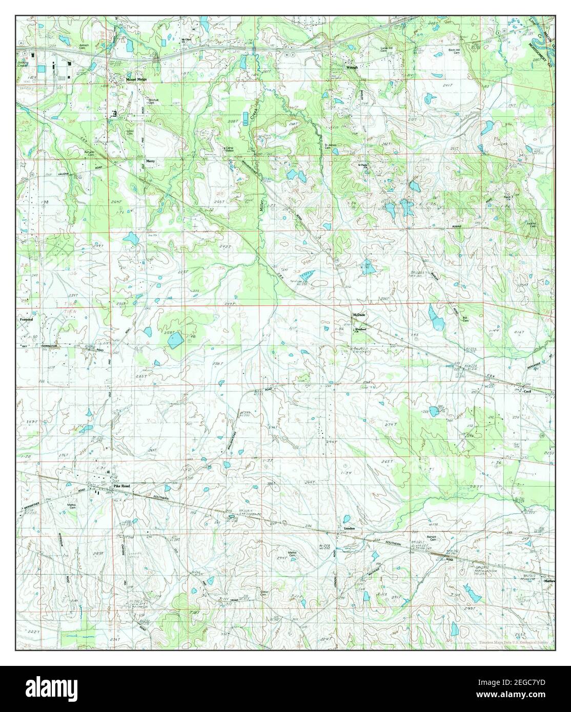 Mount Meigs, Alabama, map 1987, 1:24000, United States of America by ...