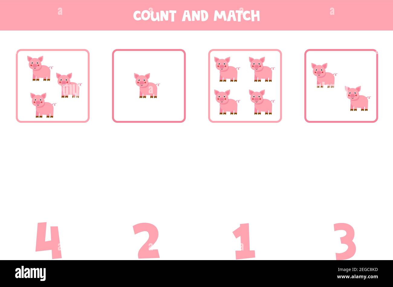 Count all pigs and match with correct numbers. Math game for kids Stock ...