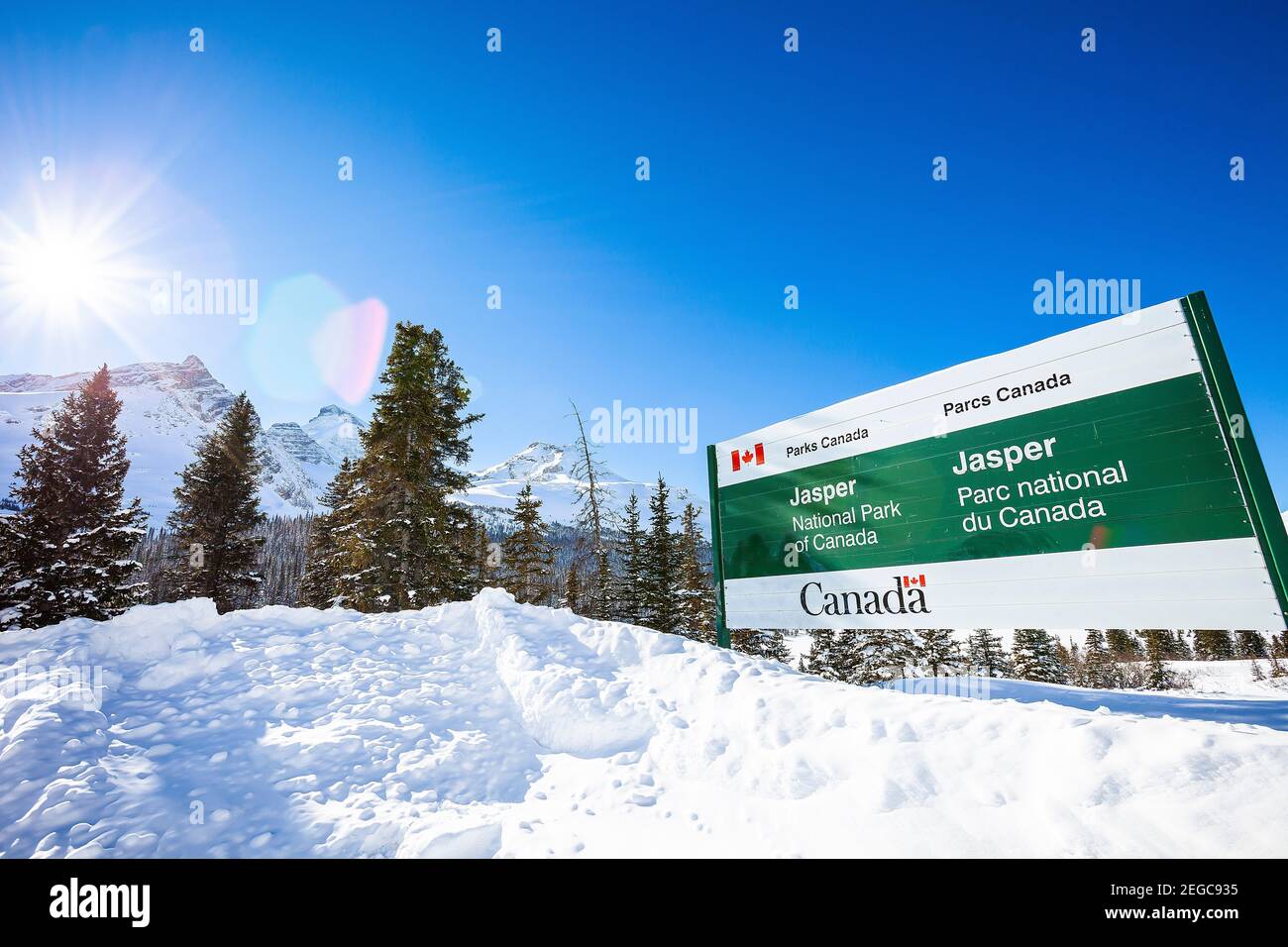 Jasper National Park sign Stock Photo - Alamy