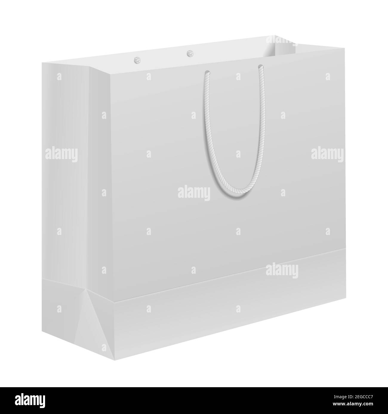 Paper bag. White carry gift template with handle. Empty branding box ...
