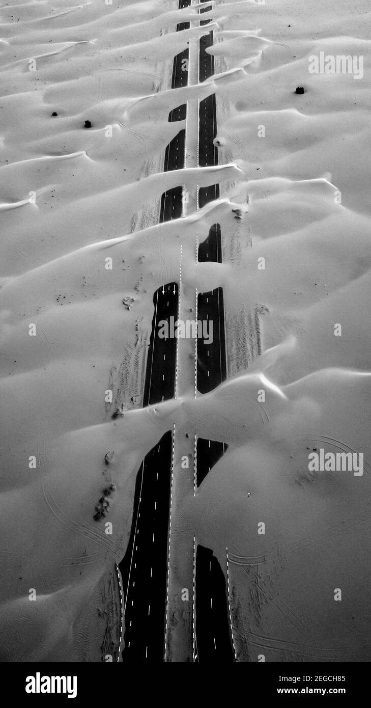 Half desert road, Dubai Stock Photo - Alamy