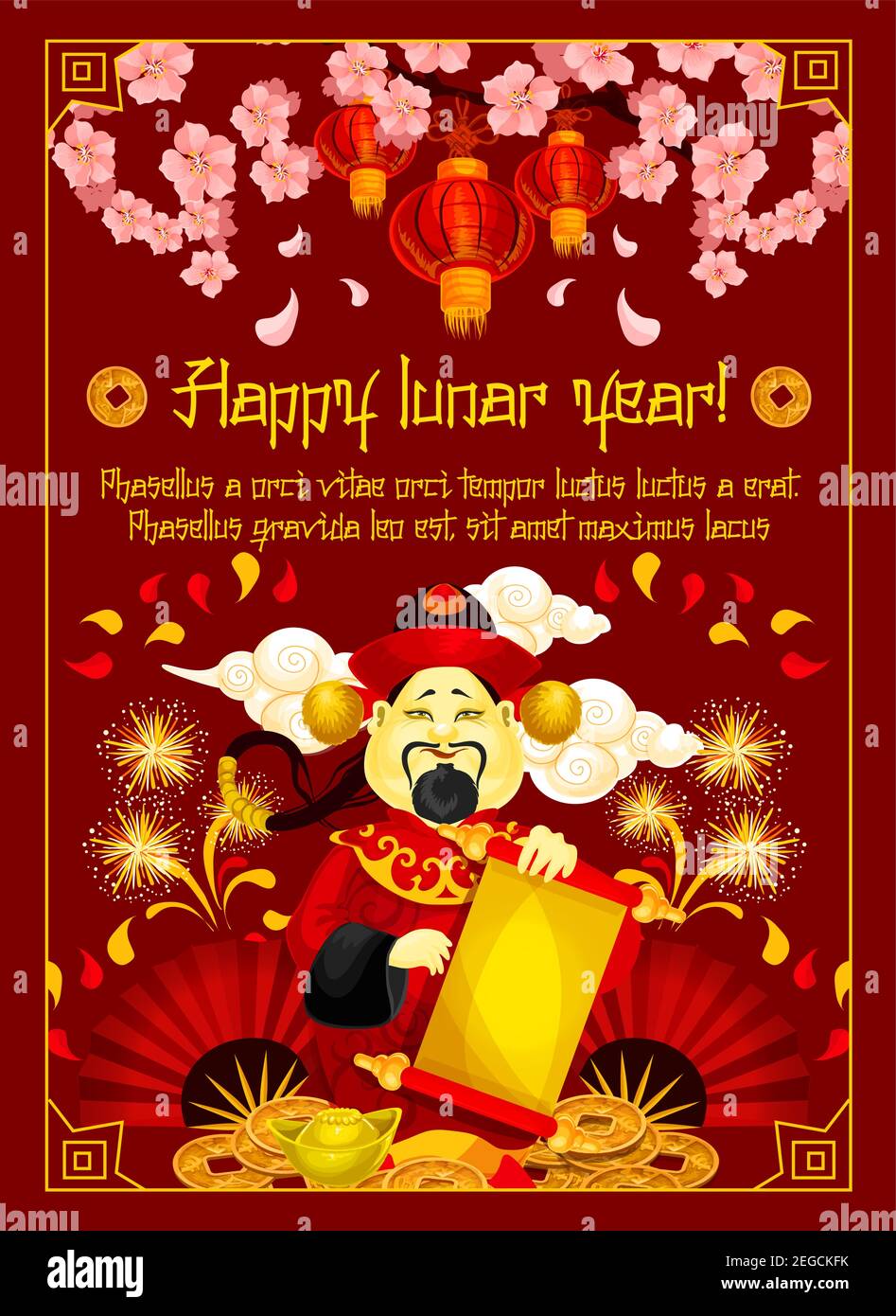 Happy Lunar Year Greeting Card For Chinese New Year Traditional