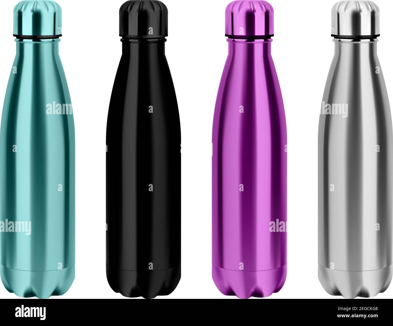 Water thermo bottle. Reusable stainless steel metal flask. Realistic ...
