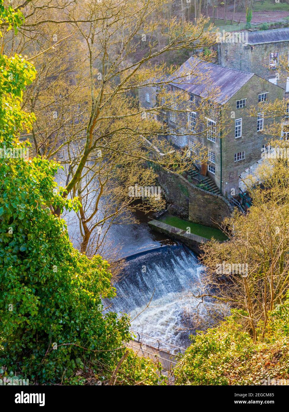 View down to Torr Vale Mill in the Torrs a gorge in the River Goyt ...
