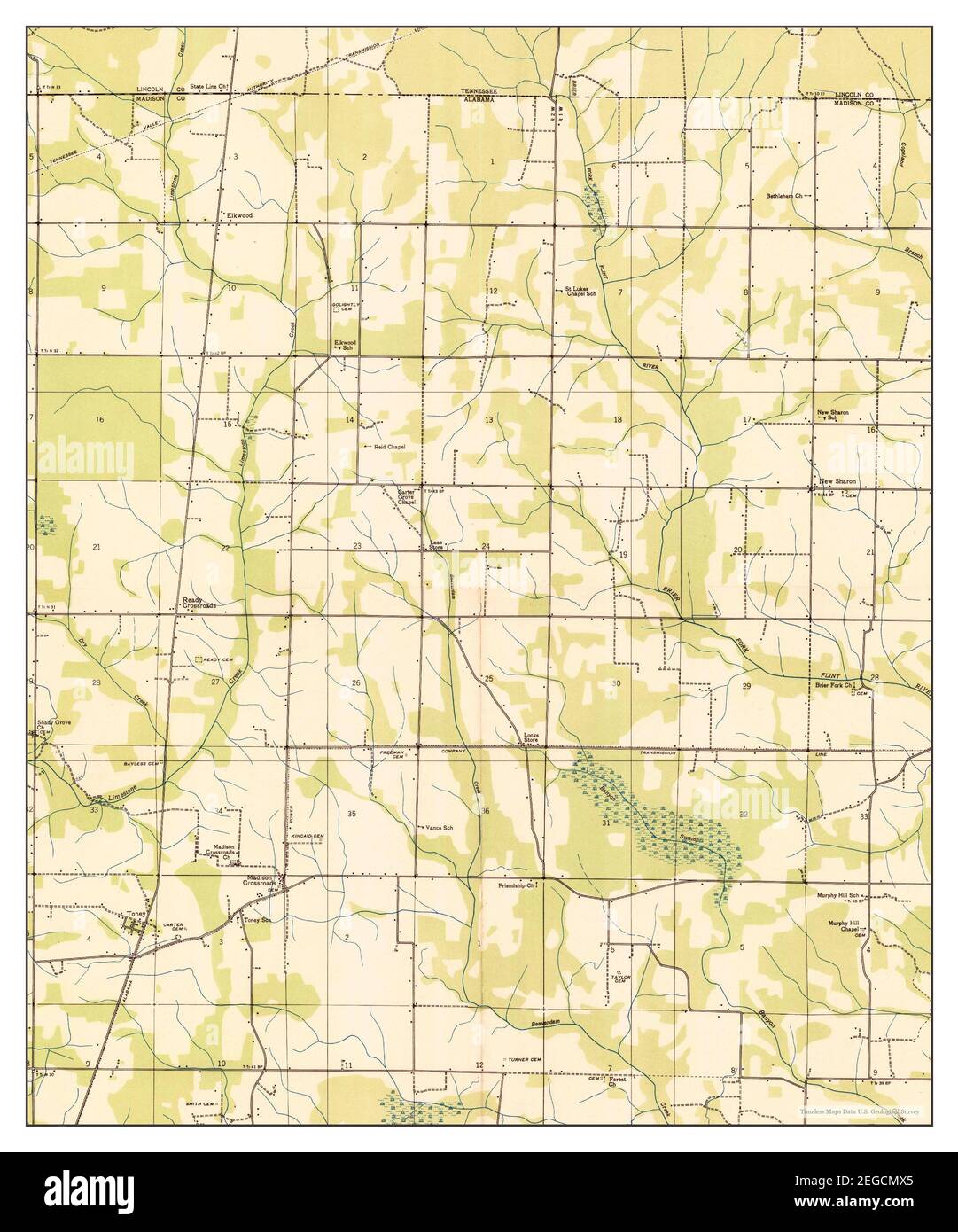Toney, Alabama, map 1936, 1:24000, United States of America by Timeless ...