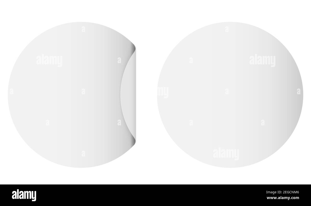White sticker. Round tag mockup. Empty circle paper blank. Realistic ...