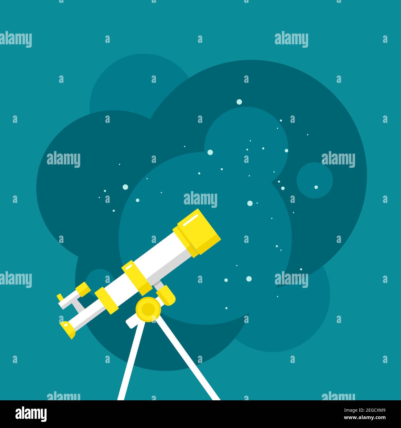 White cartoon telescope searching for stars or opportunities, looking ...