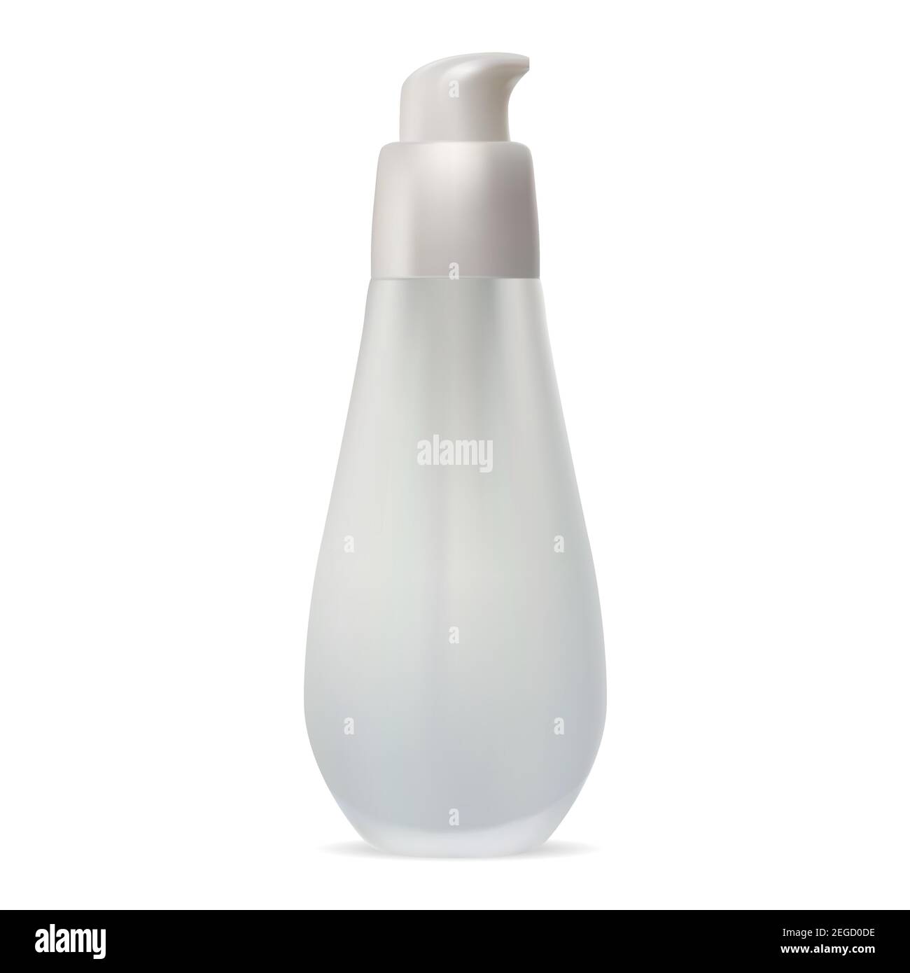 Pump bottle. Skin care cosmetic serum dispenser. Transparent matt glass ...