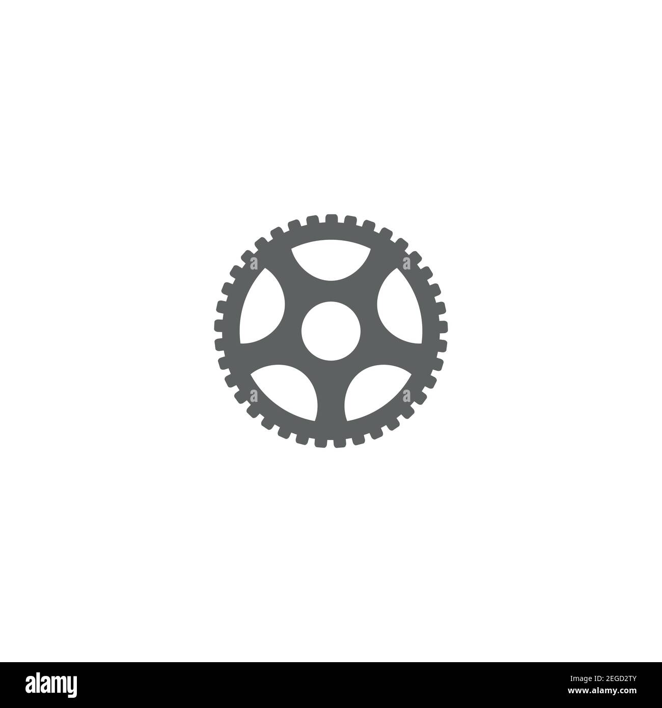 black simple gear icon isolated on white background. pinion vector flat ...