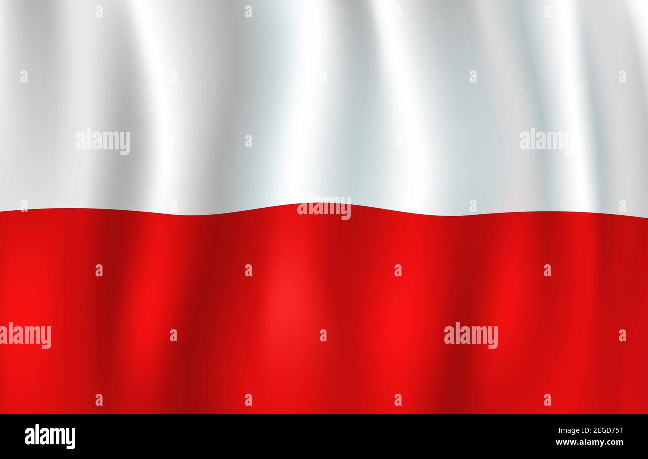 Poland flag 3D background of white and red color horizontal stripes ...