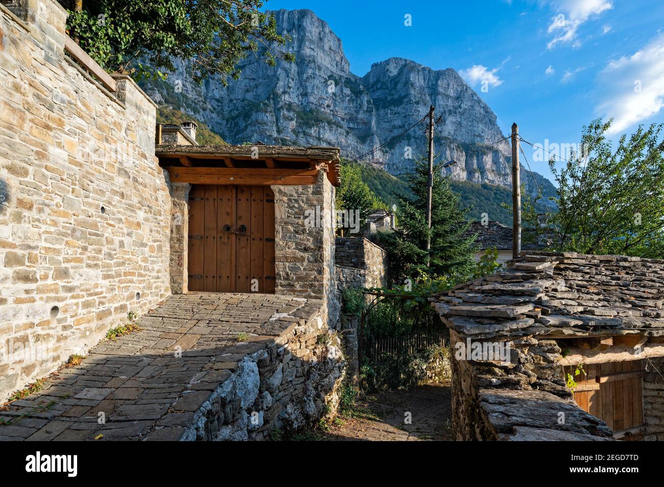 Traditional architecture in the village of Mikro Papigo in Epirus ...