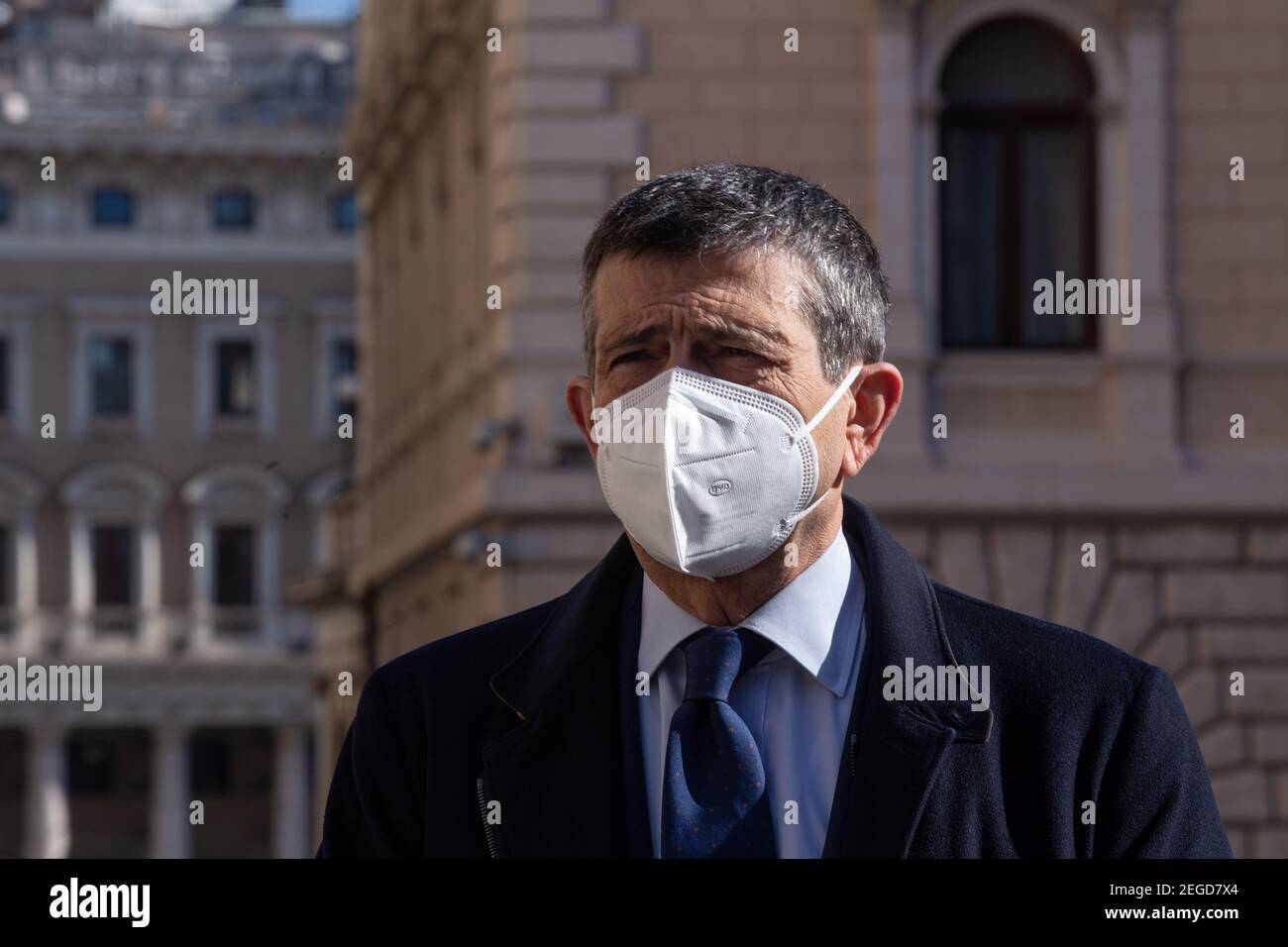 Rome, Italy. 18th Feb, 2021. Maurizio Lupi in front of entrance to ...