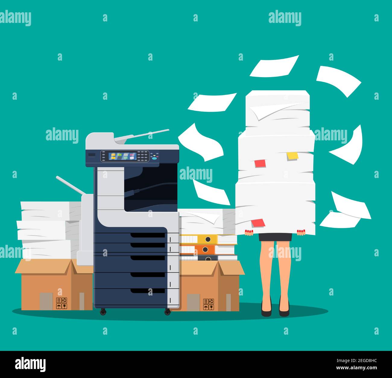 Businesswoman paper pile Stock Vector Images - Alamy