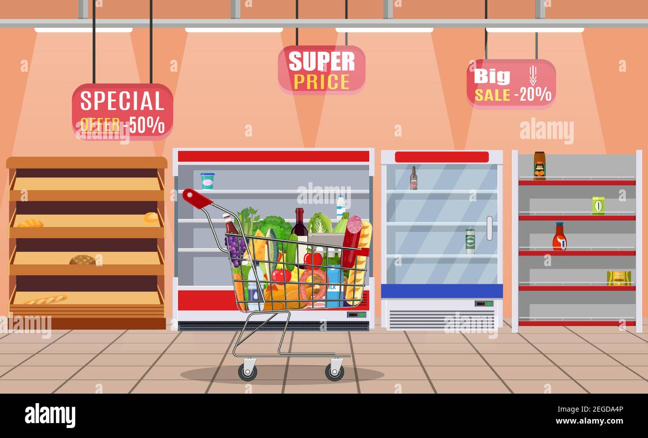 Super market shelves Stock Vector Images - Alamy