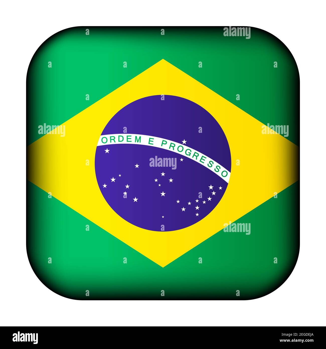 Glass light ball with flag of Brazil. Squared template icon. Brazilian ...