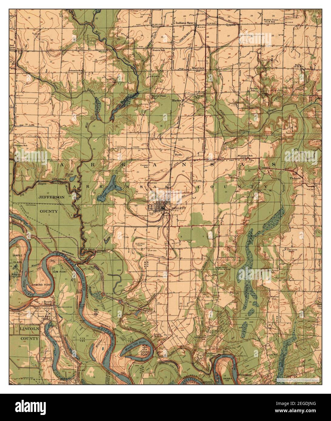Gillett arkansas map hi-res stock photography and images - Alamy