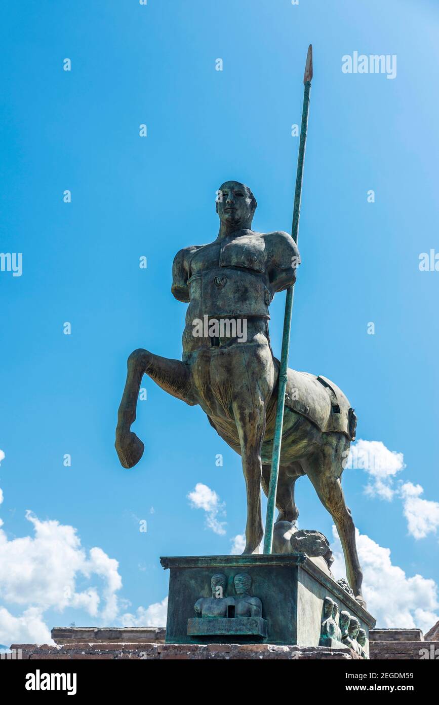 Statue of a centaur in the roman ruins of the ancient archaeological ...