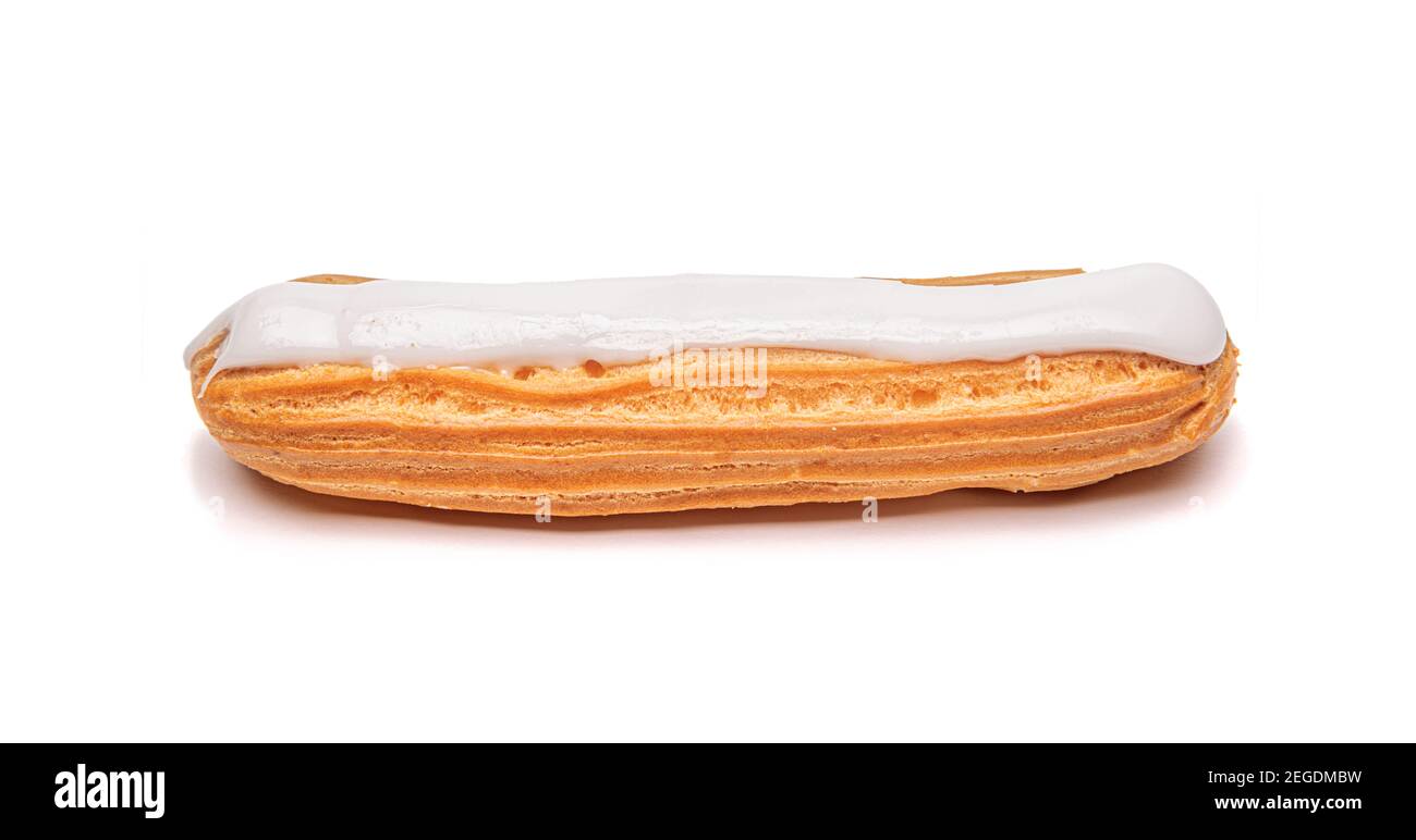Eclair cake isolated on white background Stock Photo - Alamy