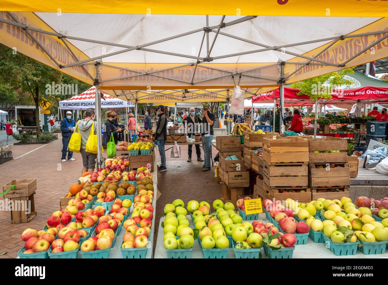 People walking and shopping around Plaza at Silver Spring Farmers ...
