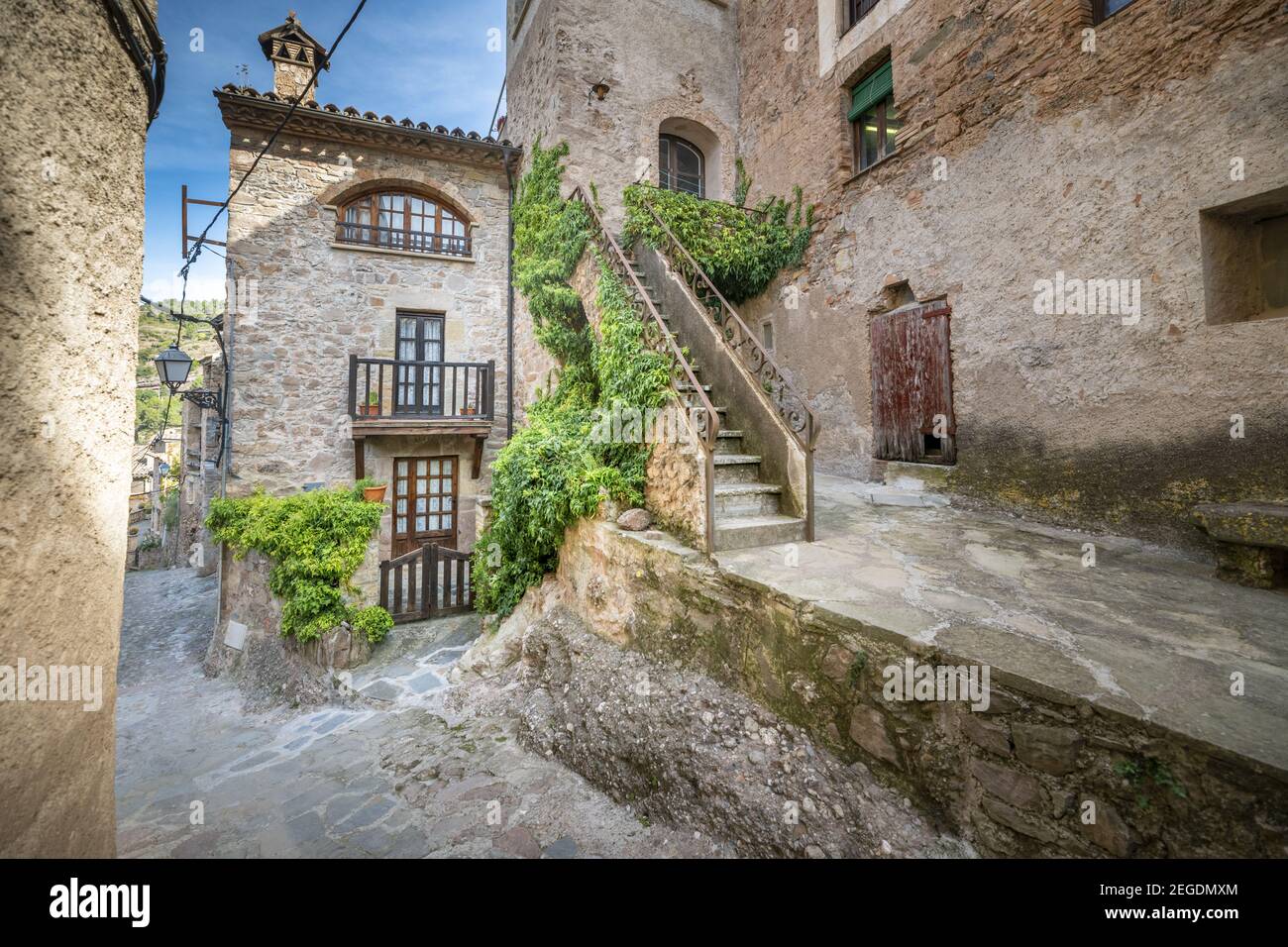 Exterior view of old-style stone houses in the countryside Stock Photo ...