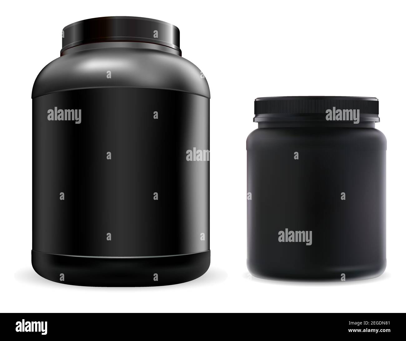 Protein supplement jar mockup. Black sport food powder container ...