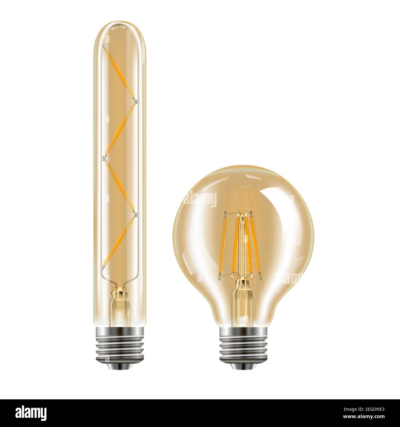 Edison bulb set. Realistic vector light decoration. Incandescent ...