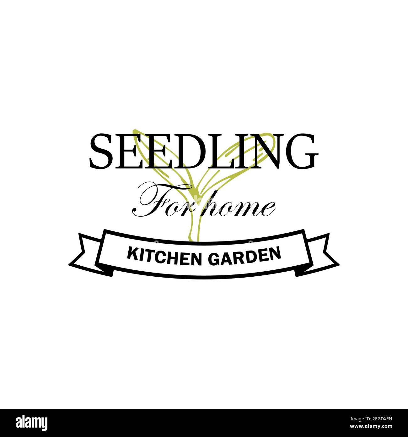 Microgreens logo with hand drawn elements. Vector illustration in ...