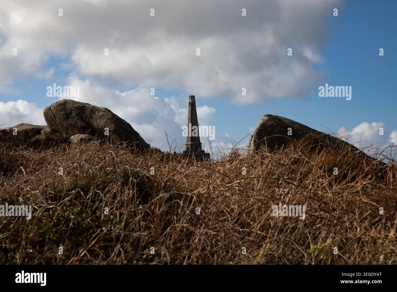 A view of Carn Brea, Francis Bassett, monument In Camborne, Cornwall ...