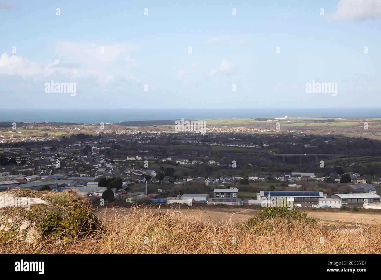 View from the top of Carn Brea In Camborne, Cornwall Stock Photo - Alamy