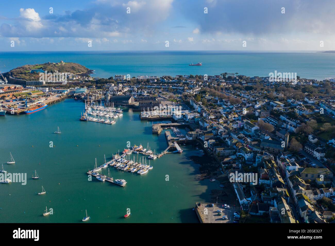 Aerial photograph of Falmouth, Cornwall, England Stock Photo - Alamy