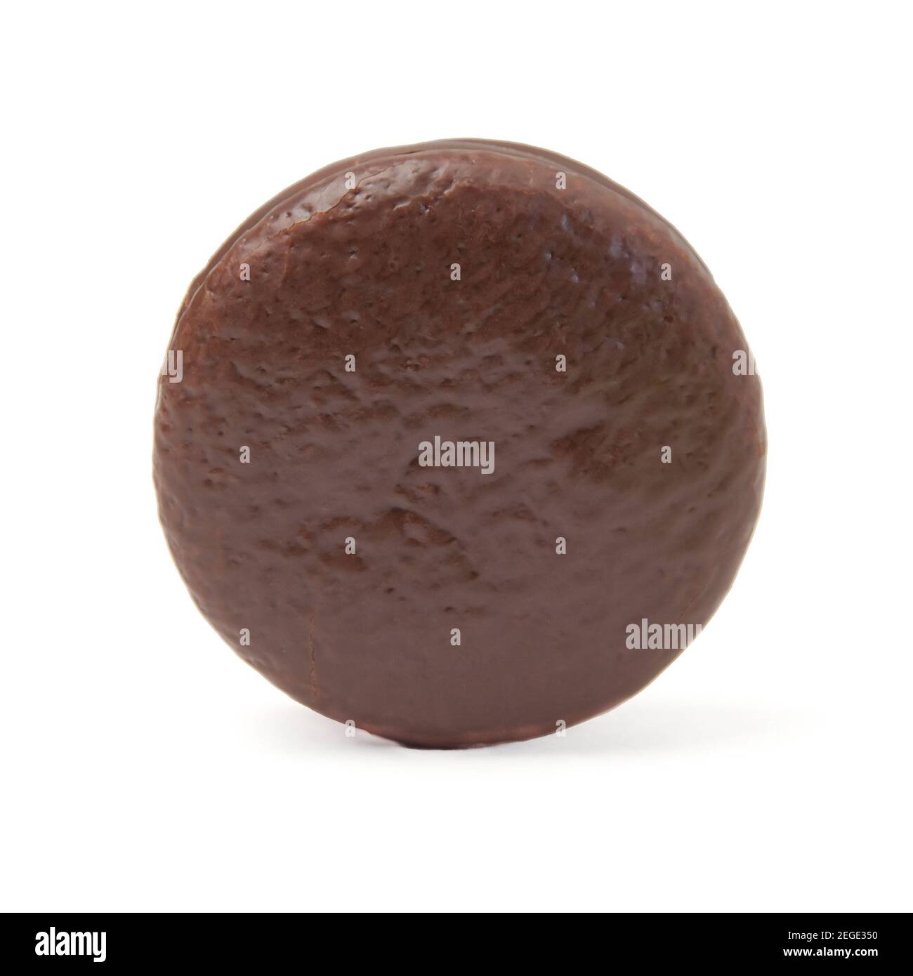 Piece of a chocolate cake chokopie isolated on a white background top ...