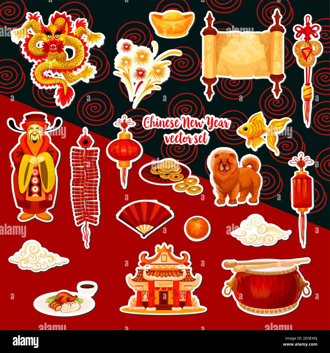 Chinese dragon sticker Stock Vector Images - Alamy