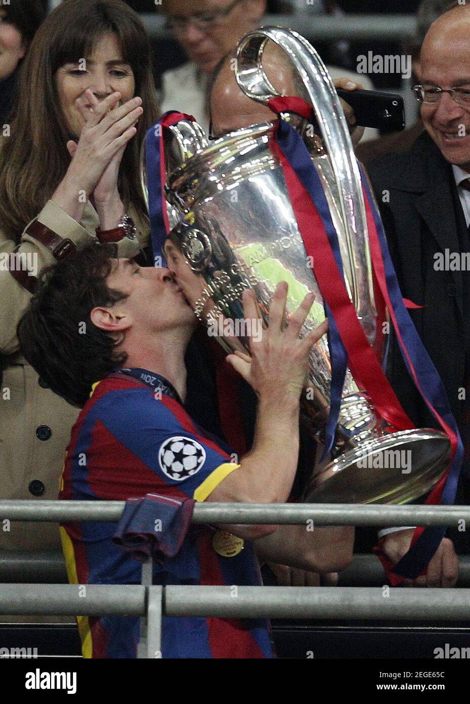 Barcelonas lionel messi celebrates winning uefa champions league hi-res ...