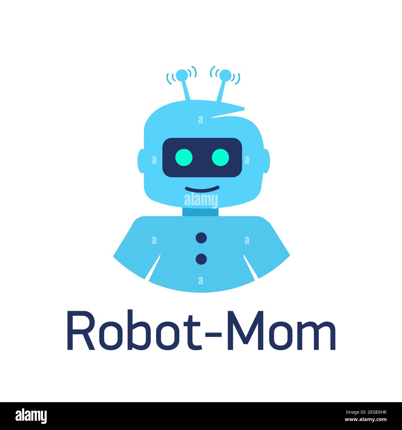 Cute cartoon robots. Sign Robot head, avatar or chat bot for website ...
