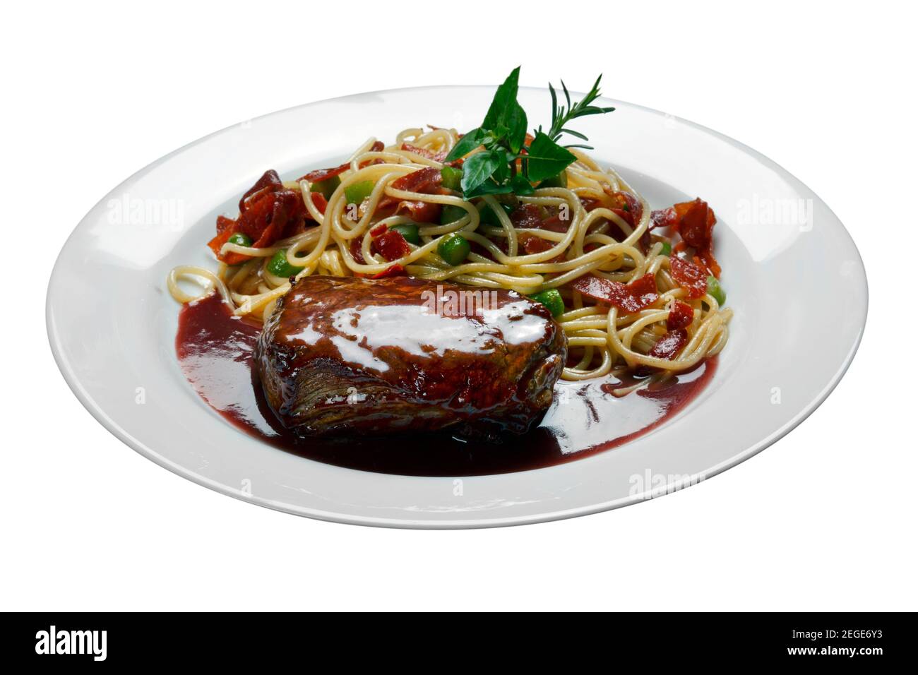 Filet mignon with pasta Stock Photo - Alamy