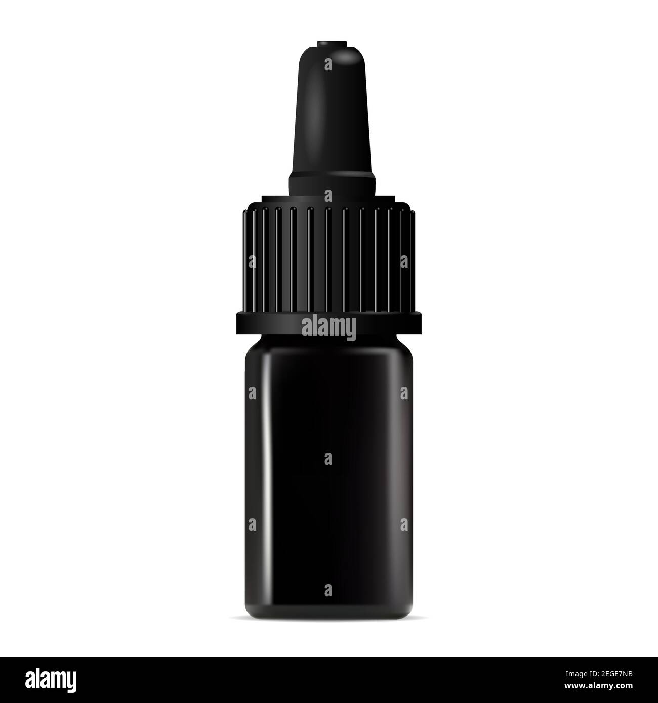 Black glass dropper bottle. Luxury eyedropper serum vial. Medical face ...