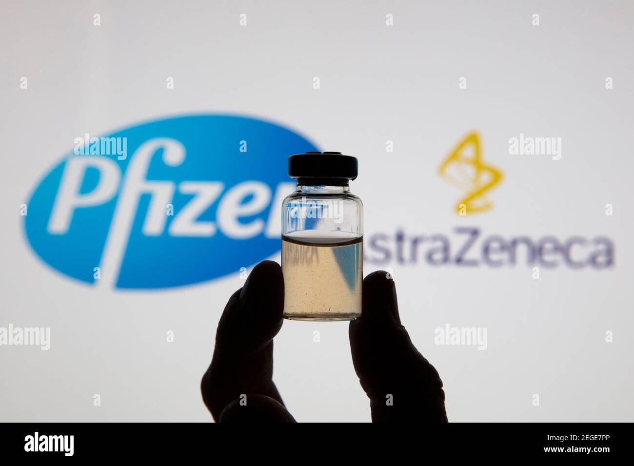 OXFORD, UK - February 2020: Pfizer and Astraeneca logos with covid-19 ...