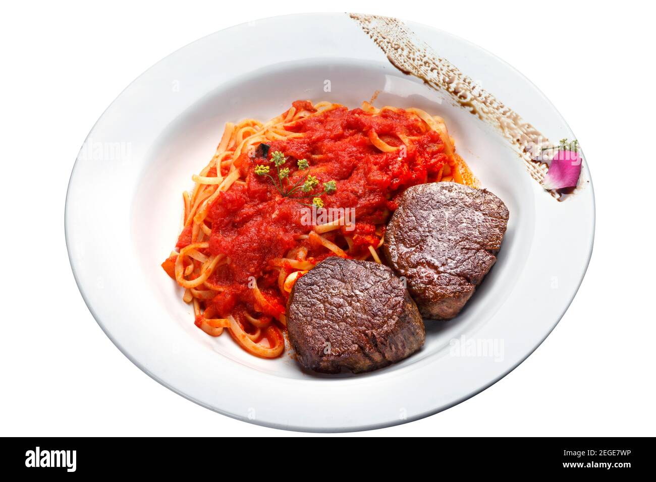 Filet mignon with pasta Stock Photo - Alamy