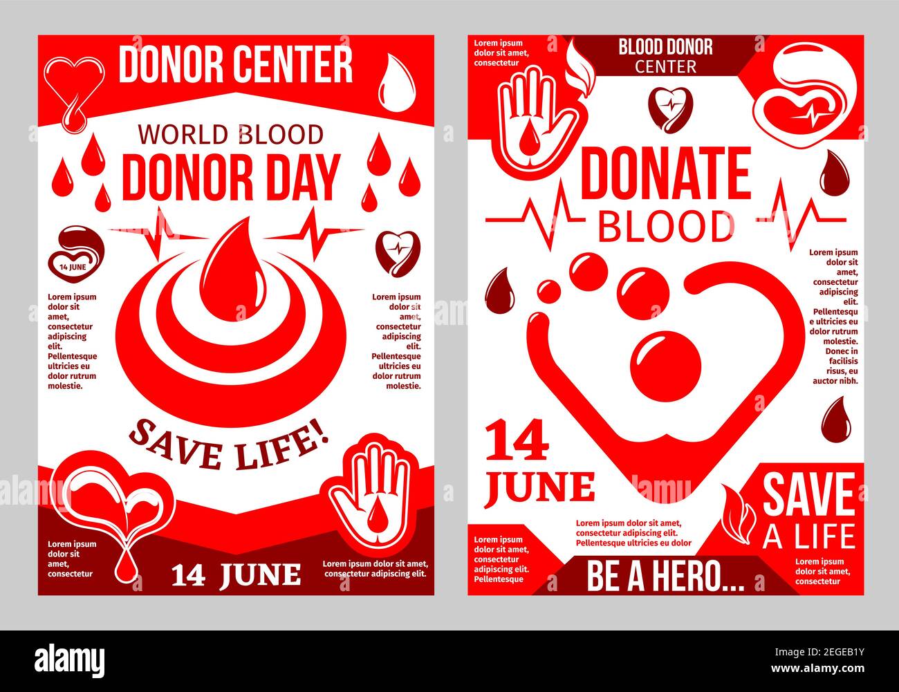 Donate Blood poster set for World Donor Day of 14 June design. Blood ...