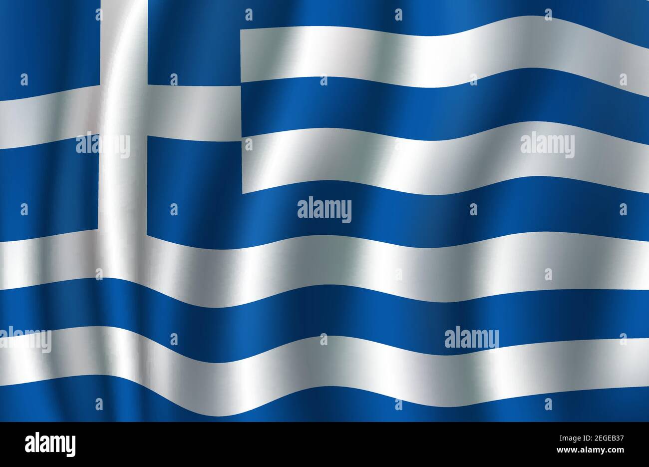 Flag of Greece 3d illustration with greek blue and white banner ...