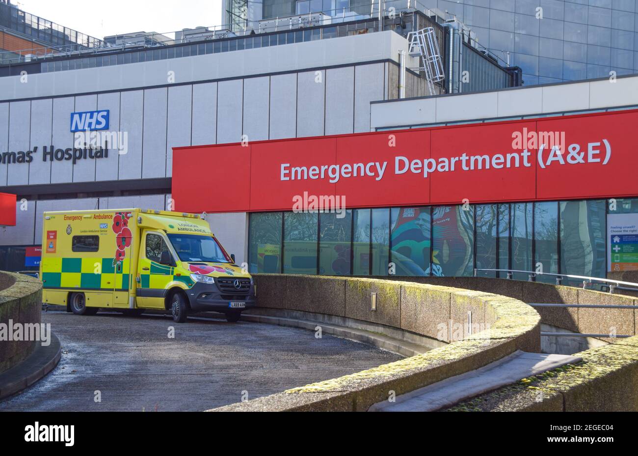 An ambulance outside St Thomas' Hospital during the coronavirus ...