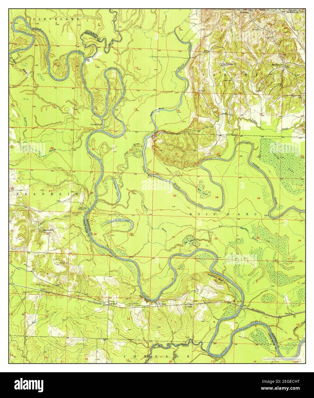 Red Bluff, Arkansas, map 1951, 1:24000, United States of America by ...