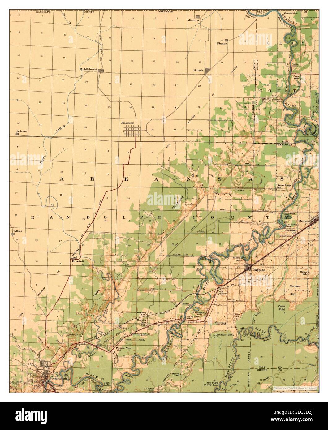 Reyno, Arkansas, map 1935, 1:62500, United States of America by ...