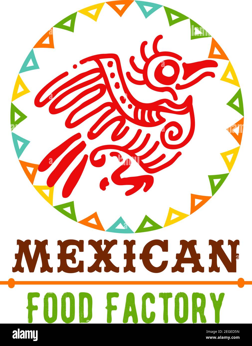 Mexican cuisine icon design of Aztec bird and flags for Mexico ...