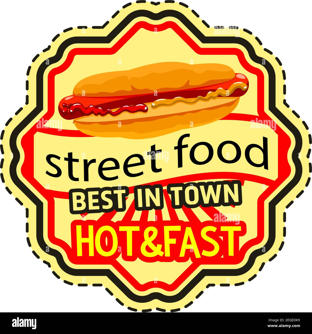 Fast food hot dog icon for fastfood restaurant. Vector isolated symbol ...