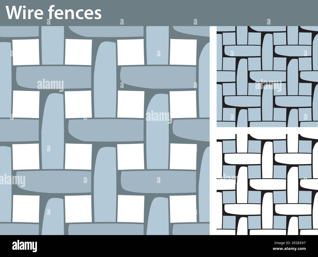 Three different versions of a seamless pattern with a wire mesh ...