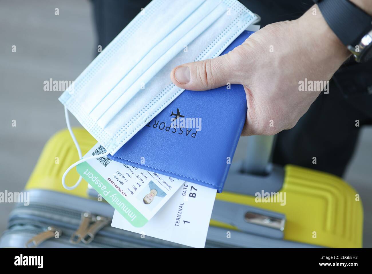 Hand holding passport suitcase hi-res stock photography and images - Alamy
