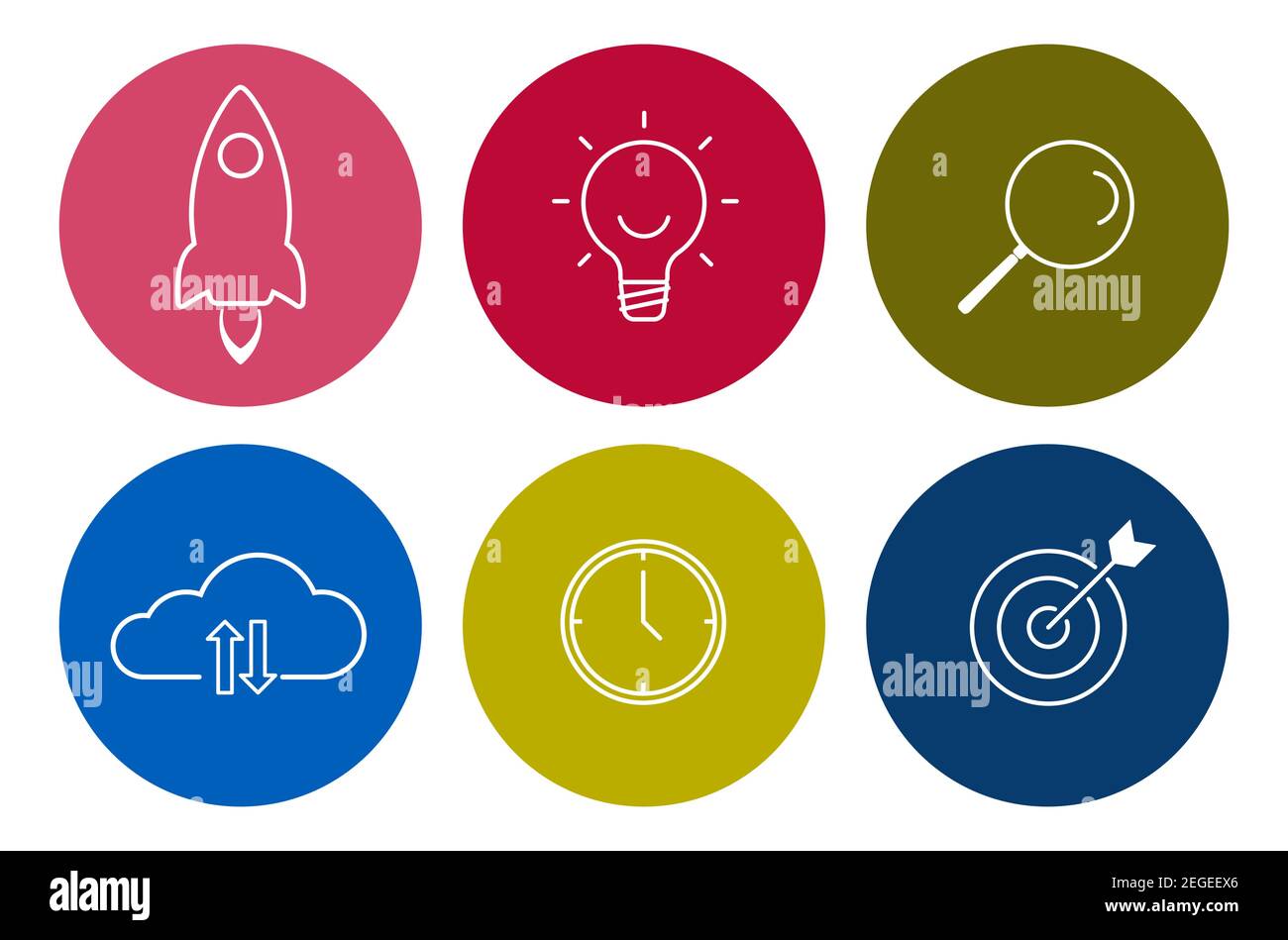 Simple Line Icon Set of search, idea, cloud start up, time and goal ...